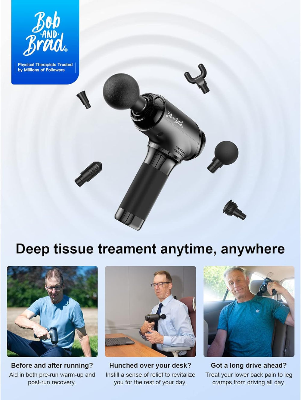 BOB AND BRAD T2 Massage Gun, Percussion Muscle Massage Gun Deep Tissue ...